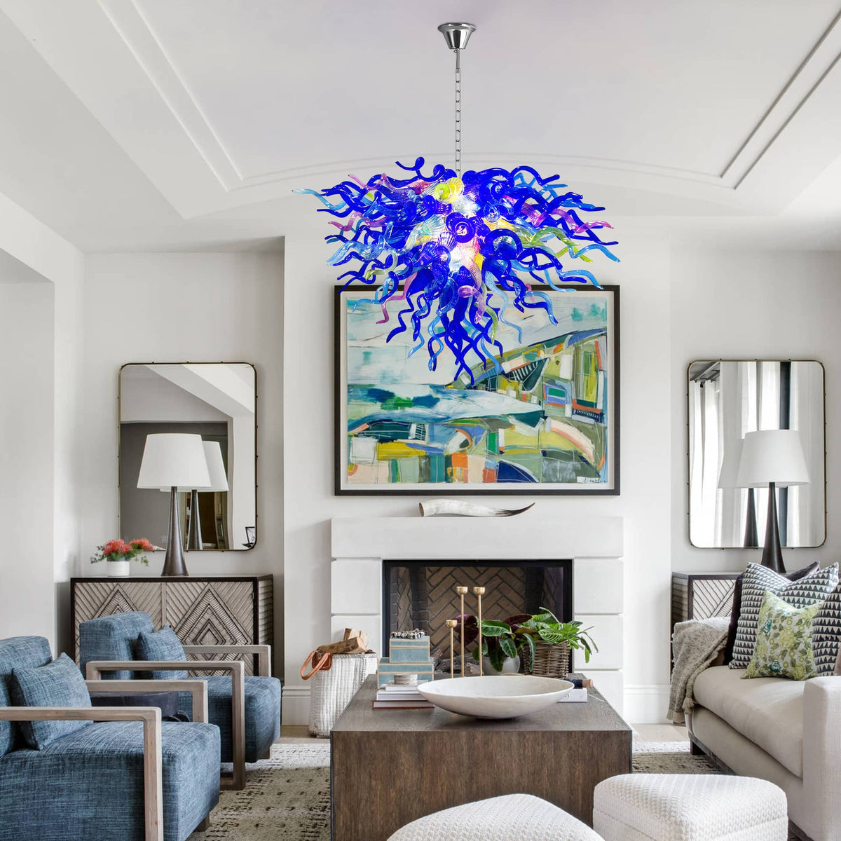 Blown Glass Chandelier Modern Inverted Cone Design – Longree
